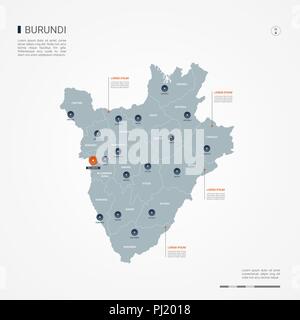 Burundi political map of administrative divisions - provinces. Colorful ...