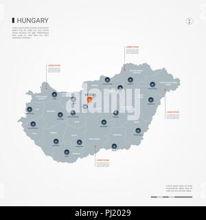 Hungary political map of administrative divisions Stock Vector Image ...