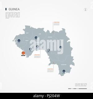 Guinea political map of administrative divisions - regions. Handdrawn ...