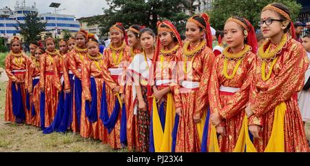 Kathmandu, Nepal. 3rd Sept 2018. Women dancing with Carrying Gaura on ...