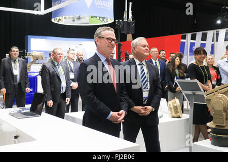 Minister for Defence Industry Christopher Pyne is seen with Kaurna ...