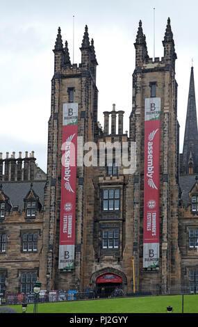 Assembly on The Mound during Edinburgh Festival Fringe with fringe show ...