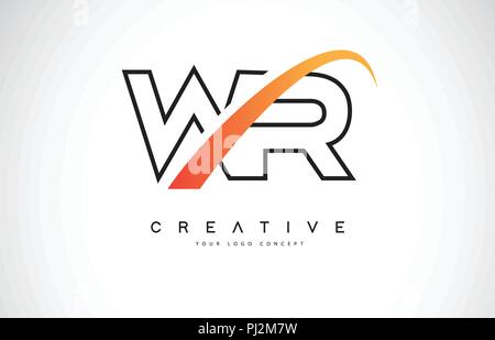 WR Letter Design with Brush Stroke and Modern 3D Look Vector ...