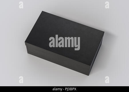 Black shoe box container on white background. Packaging mockup. 3d ...