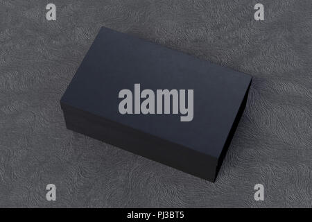Black shoe box container on white background. Packaging mockup. 3d ...
