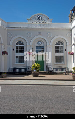 Market Hall and High Street, Saxmundham Market Town, Suffolk England ...