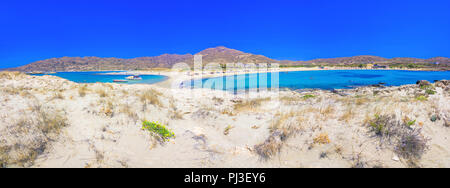 Panoramic view of the sandy beach Manganari in Ios Greece Stock Photo ...