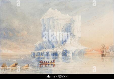 Admiral Sir George Back shows HMS Terror anchored near a cathedral-like ...