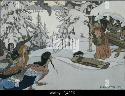 The artwork 'Baba Yaga and Maiden-Birds' by Ivan Bilibin, created in ...