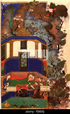Bahram Gur in the Green Pavilion is a Persian miniature depicting the ...