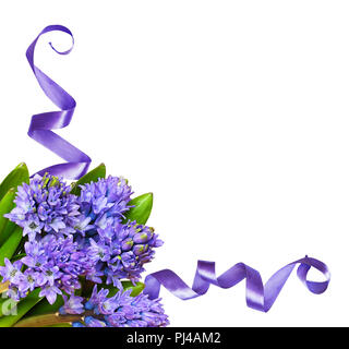Twisted silk blue and purple ribbons for decoration on a white isolated ...