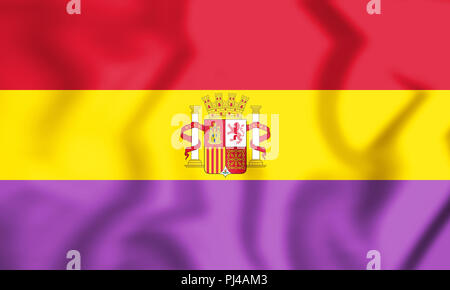 Flag and coat of arms of the Spanish second Republic, during the ...