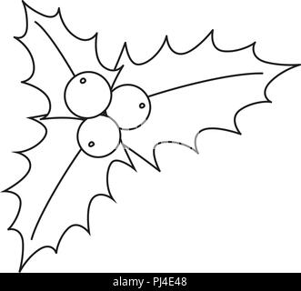 Holly berry outline for christmas isolated on white background Stock ...