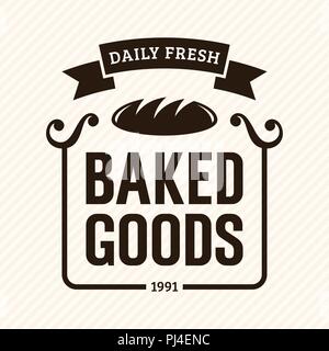 Vector illustration of baked goods with a ribbon for text. An isolated ...