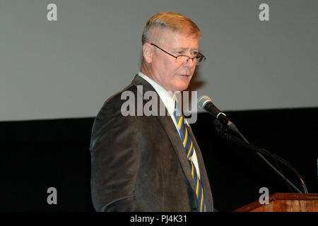 COLUMBUS, Ga. (Aug. 28, 2018) – A crowd of Soldiers listens as retired ...