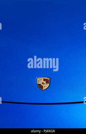 Porsche Boxster bonnet badge Stock Photo - Alamy