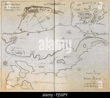 A large chart of PORT MAON on the ISLAND MINORK in the Meditteranean ...
