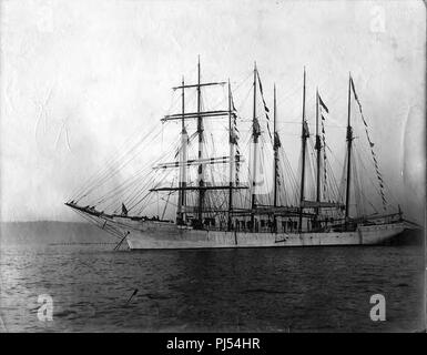 The barkentine TP Emigh at anchor in Washington around 1900 is a ...