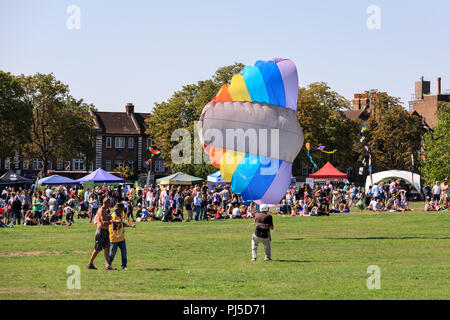 Kites at a kite festival - Streatham Common Kite Day in London Stock ...