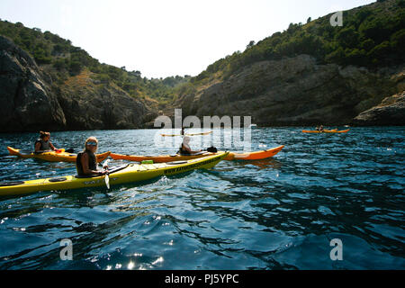 Kayaking in costa brava. L Estartit. Girona. Catalunya. Spain Stock ...
