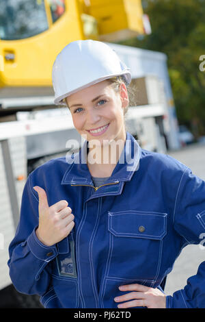 female construction apprentice learning to drive heavy equipment Stock ...