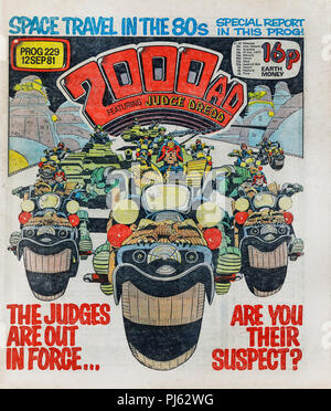 Front cover of 2000 AD comic featuring Judge Dredd. UK, Circa 1980's ...