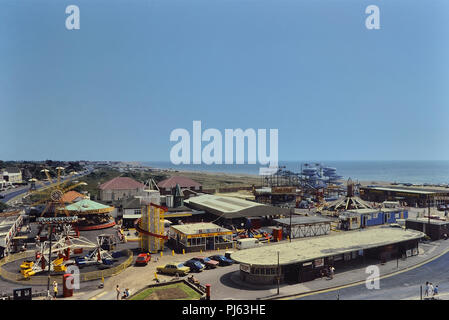 Hayling Island Funland Amusement Park viewed from the air on May Day ...