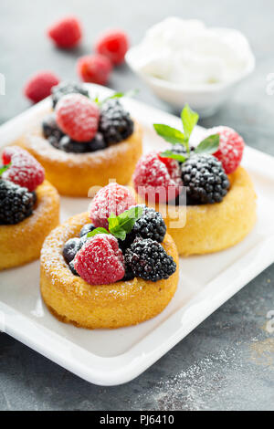 Homemade Mini Sponge Cake Cups with Fruit and Whipped Cream Stock Photo ...