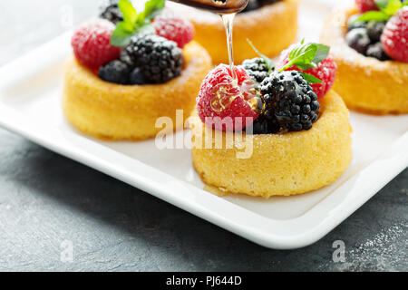 Homemade Mini Sponge Cake Cups with Fruit and Whipped Cream Stock Photo ...