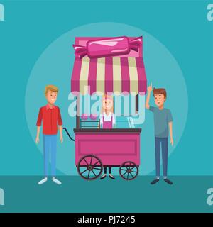 Cotton candy trolley street shop cartoon Stock Vector Image & Art - Alamy