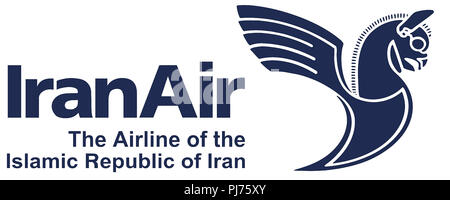 Iran Air, the Airline of the Islamic Republic of Iran, logo sign above ...