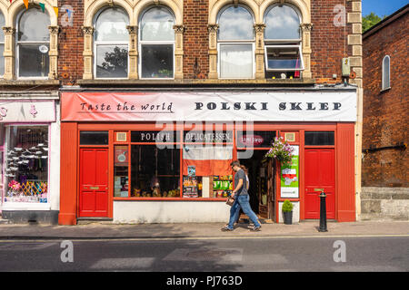 Shop front facade of a Polish Delicatessen Shop in the Shirley area of ...