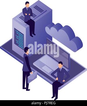 businessmen laptop dataserver and cloud computing vector illustration Stock Vector Image & Art ...