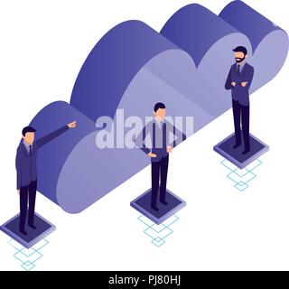 cloud computing with businessmen character vector illustration design ...