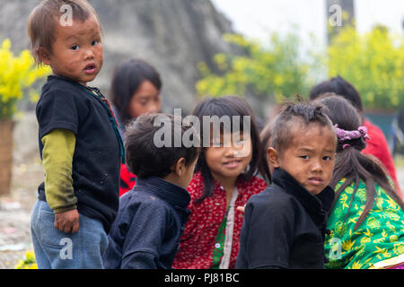 Hmong children playing in their village near Chang Rai Thailand Stock ...