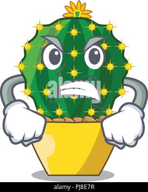 Cactus cartoon character angry on white background Stock Vector Image ...