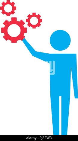 man pictogram with gears mechanic wheels Stock Vector Image & Art - Alamy