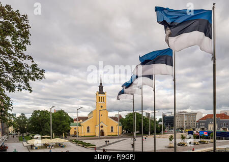 The War of Independence Monument with estonian flags at Freedom Square ...