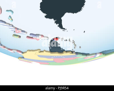Puerto Rico on bright political globe with embedded flag. 3D ...