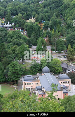 The Lead Mining Museum, Matlock Bath town, river Derwent, Peak District ...