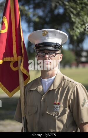 A U.S. Marine Corps recruit with Mike Company, 3rd Recruit Training ...