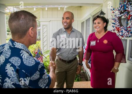Maj. Gen. Ron Clark and, wife, Mrs. Simona Clark receive guests at the ...