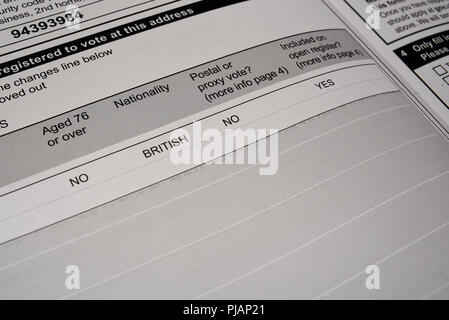 Electoral register form for UK British citizens. Register to vote in ...