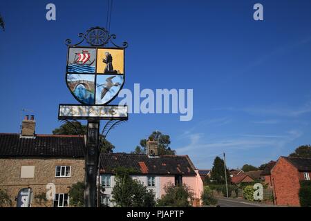 Snape village sign, Suffolk Stock Photo - Alamy