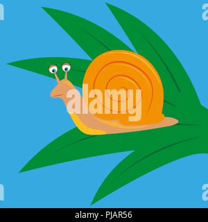 Cartoon funny snail on a leaf Stock Vector Image & Art - Alamy