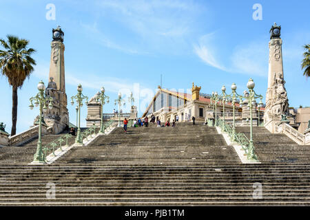 The monumental staircase of Saint-Charles train station in Marseille ...