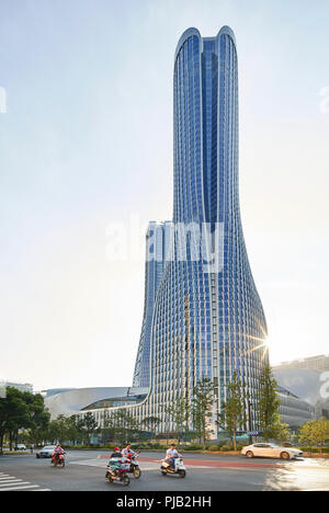 Street view with view of Raffles City Hangzhou. Raffles City Hangzhou ...