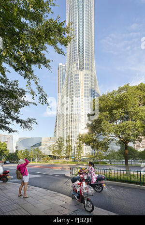 Street view with view of Raffles City Hangzhou. Raffles City Hangzhou ...