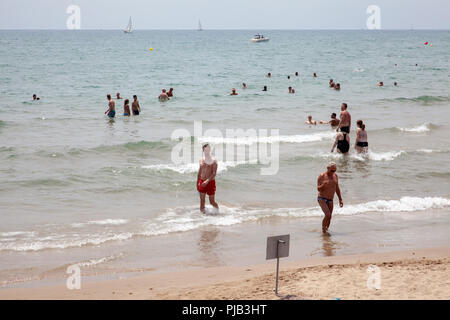 Bassa Redona Beach in Sitges, Spain Stock Photo - Alamy