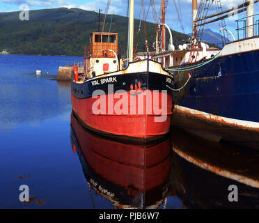 The Vital Spark, a famous "Clyde Puffer" boat, is moored at Inveraray ...